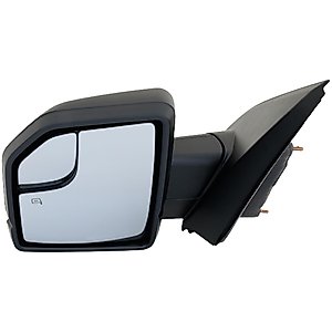 Kool Vue Driver Side Power Heated Mirror for Ford F-150 2015-2017 Manual Fold With Signal Light, Spotter Glass & Puddle Lamp; Without Memory & Auto-Dimming Textured