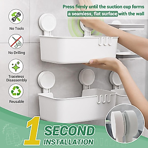 LUXEAR Shower Caddy 5 Pack Suction Cup Shower Organizer for Bathroom Storage Home &Kitchen,No Drilling Removable Plastic Shower Shelf Organizer with Soap Dish&Toothbrush Holder Easy Install