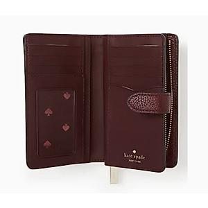 Kate Spade New York Leila Medium Compact Bifold Wallet Leather In Gold / Cherrywood