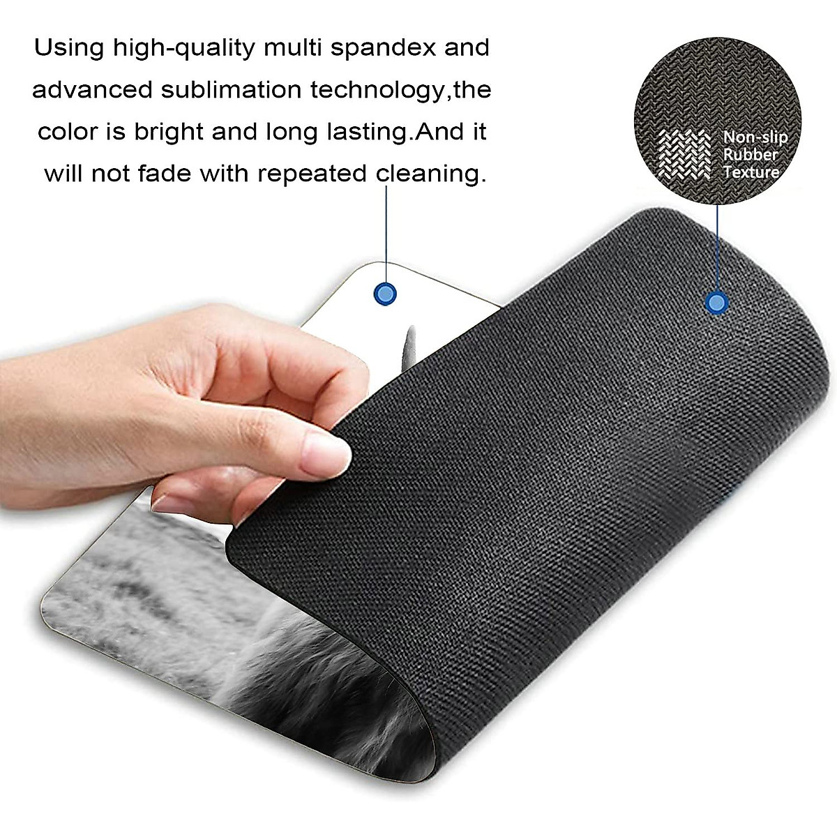 Black and White Mouse Pad, Scottish Highland Cow on Isle of Mull Mouse Pad, Mouse Mat Square Mouse Pad Non Slip Rubber Base MousePads for Office Laptop, 9.5"x7.9"x0.12" Inch