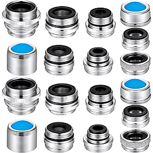 18 Pieces Faucet Adapter Kit Brass Male and Female Sink Aerator Adapter Set Kitchen Sink Faucet Adapter to Garden Hose, Water Filter, Standard Hose via Diverter