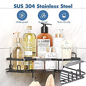 Corner Shower Caddy, 5-Pack Adhesive Shower Organizer, Shower Shelves for Inside Shower, Bathroom Organizer No Drilling with 2 Soap Holder,1 Toothbrush Holder,Rustproof Shower Rack Storage Accessories