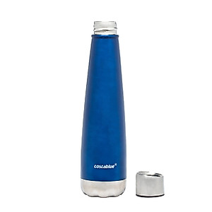 Costablue Santa Monica Vacuum Insulated Double Wall Stainless Steel Water Bottle 500 ml, Push Open & Close Lid, Reusable Water Flask – 17 Ounces, Moonlight Blue & Ocean Blue Combo