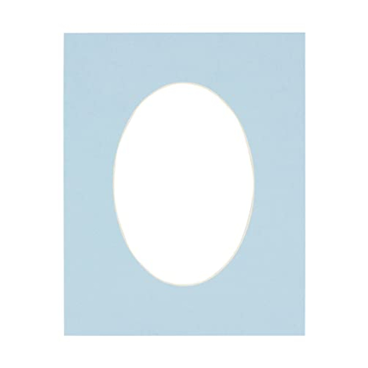 6x10 Mat Bevel Cut for 4x8 Photos - Precut Baby Blue Oval Shaped Photo Mat Board Opening - Acid Free Matte to Protect Your Pictures - Bevel Cut for Family Photos, Pack of 1 Matboard Show Kit With Acid