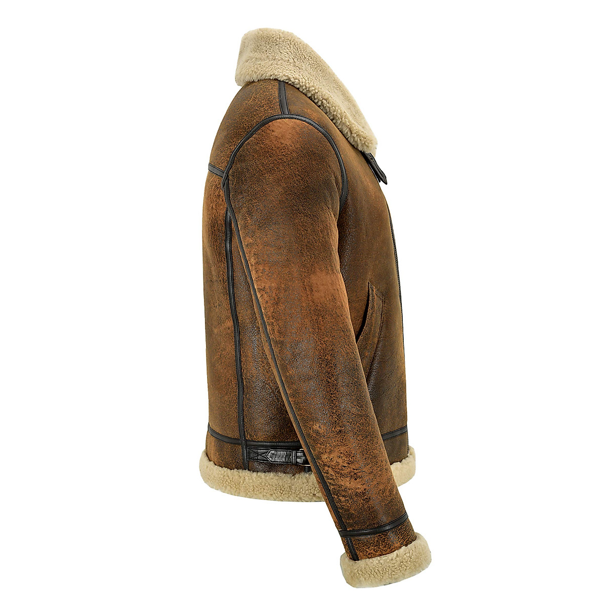 Men's RAF Aviator B3 Sheepskin Flying Vintage 100% Genuine Sheepskin Pilot Jacket Reagan, Beige Taba / Copper, 3X-Large