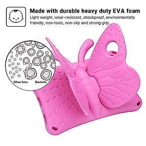 Simicoo Samsung Galaxy Tab A 8.4 Kids case Cute Butterfly Case with Stand for Kids Light Weight EVA Rugged Shockproof Heavy Duty Kids Friendly Full Cover for Samsung Tab A 8.4 2021 2020 (Rose)