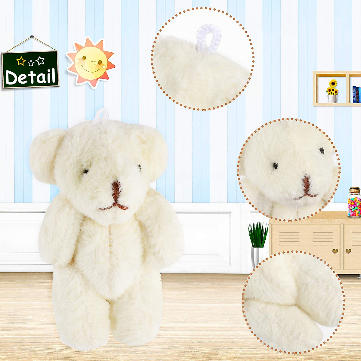 Skylety 20 Pcs Tiny Stuffed Bears 6 cm Mini Plush Toy Bears for Keychain Small Soft Jointed Bears Doll Gift for Valentine's Day Birthday Graduation Wedding Baby Shower Party Favors