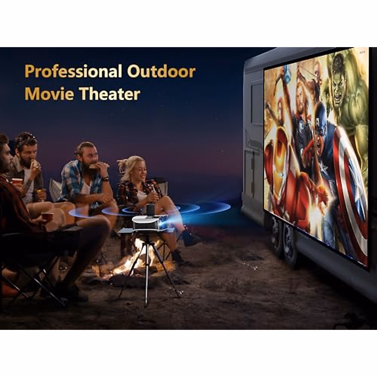 GooDee Smart 4K Projector with 5G WIFI and Bluetooth, Netflix/Amazn Prime Video Certified, Dolby Audio, 800ANSI Outdoor Projector, 400" Zoom Home Theater Projector Compatible with TV Stick,iOS,Android