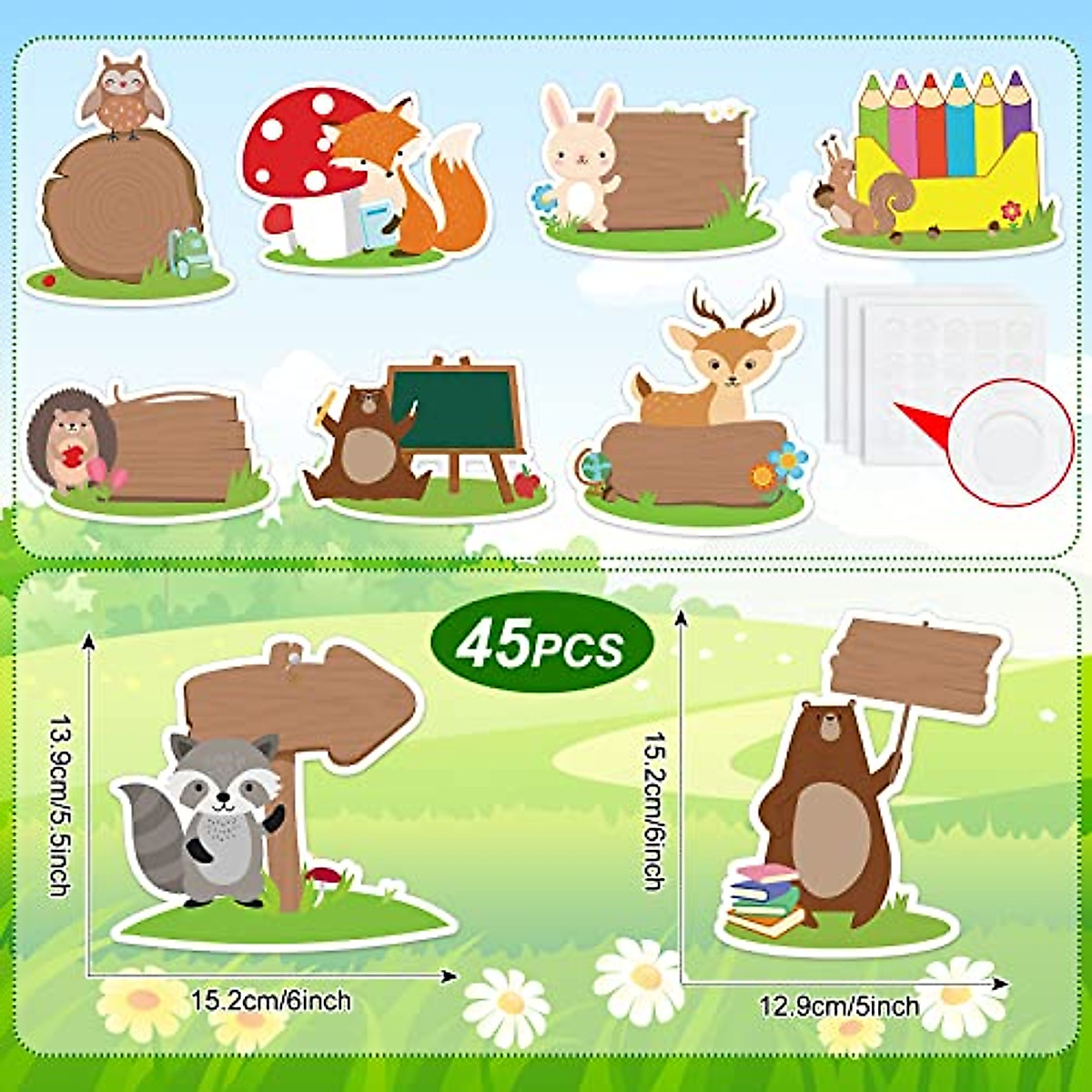 45 Pieces Woodland Animal Friends Cutout, Woodland Creatures Forest ...