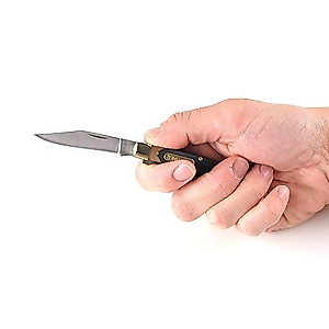 Old Timer 34OT Middleman 5.7in S.S. Traditional Folding Knife with 2.4in Clip Point Blade and Sawcut Handle for Outdoor, Hunting, Camping and EDC,Brown