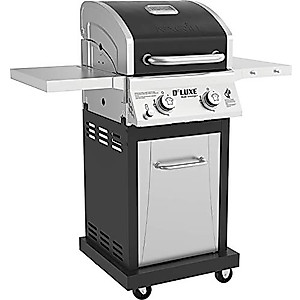 Nexgrill 720-0864RA Premium 2 Burner Propane Barbecue Gas Grill, Outdoor Cooking, Patio, Garden Barbecue Grill, 28000 BTUs, Foldable Side Table, with Full Stainless Steel Control panel