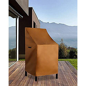 RosieLily High Back Patio Chair Covers Waterproof Heavy Duty Stackable Outdoor Bar Stool Cover Brown Patio Furniture Covers Outside Lounge Deep Seat Covers, Lawn Chair Covers, High Back, 1 Pack-Brown