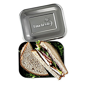 LunchBots Medium Uno Stainless Steel Sandwich Container - Open Design for Wraps - Salads or a Small Meal - Eco-Friendly - Dishwasher Safe and BPA-Free - Aqua Dots
