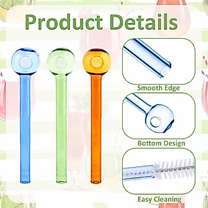 TMXAOK 8 Pieces Glass Straws, 4inch Glass Straws Shatter Resistant with Cleaning Brush, Bar Drinking Glass Swizzle, Glass Stirrers for Cocktail, Smoothies, Coffee, Juice(B-style)