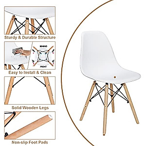 ZenStyle Set of 4 Dining Chairs Modern Style Diner Chairs, Mid-Century Shell Lounge Plastic Side Chair DSW Chair for Kitchen, Dinning Room, Living Room, Bedroom, White