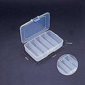 PH PandaHall Organizer Box with Dividers, 4 Pack 5 Grids 5.5x3.5x1.3" Jewelry Dividers Box Organizer Clear Plastic Bead Case Storage Sorting Container for Beads Jewelry Nail Art Lipstick Crayon Small Items Craft Findings