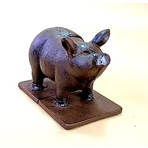 2 pc Cast Iron Pig Bookends, Heavy Book Holders XC