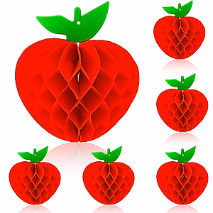 KatchOn, Red Apples Honeycomb Centerpiece Decorations - Large, Pack of 6 | Back to School Decorations for Classroom | Apples Hanging Decoration | Apples Honeycomb Garland, Apples Decorations for Party