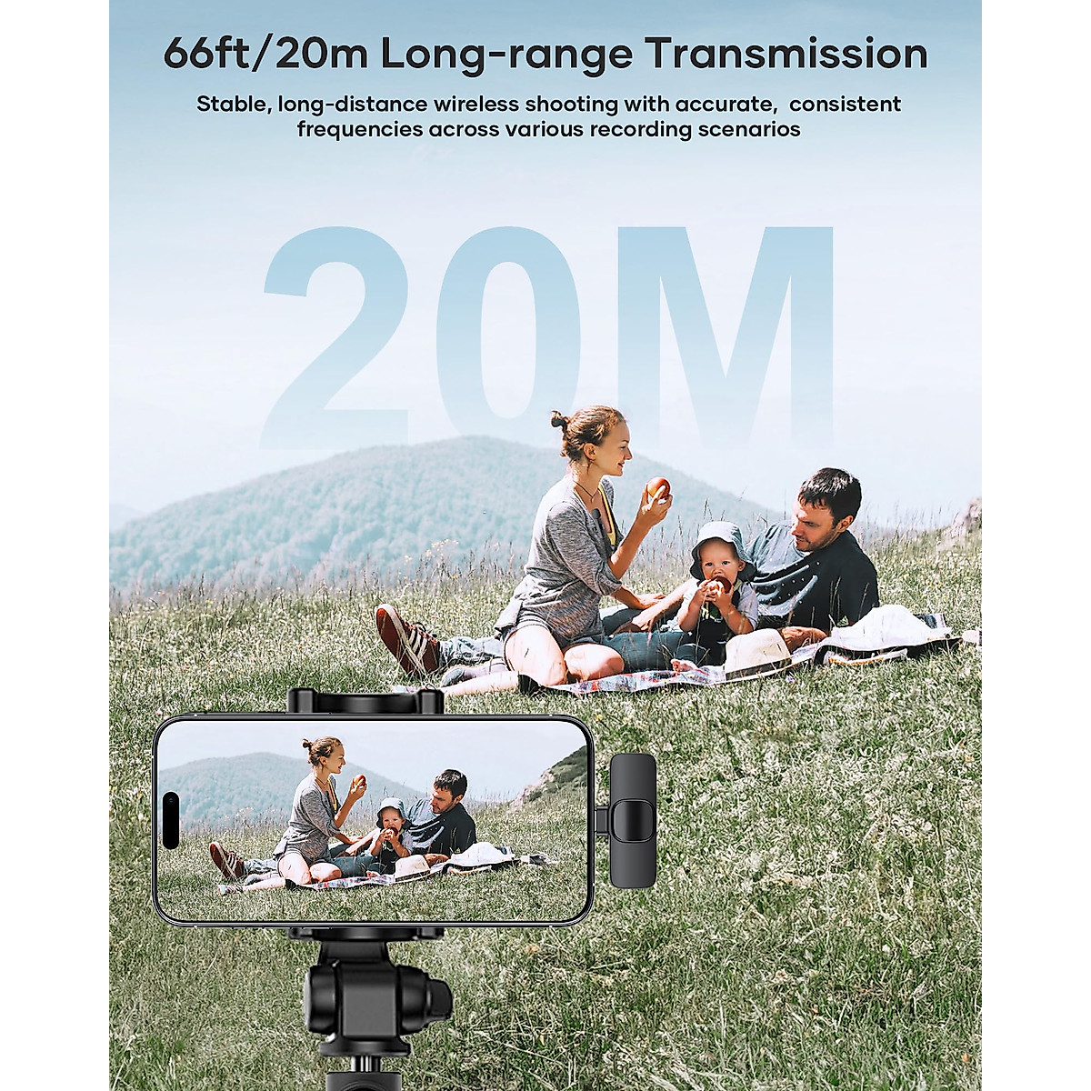 KUKIHO 2 Pack Wireless Lavalier Microphone for iPhone iPad and Android Phone, Lapel Mic Plug and Play Wireless Mic Noise Reduction Microphone for Video Recording Interview Podcast Vlog YouTube Tiktok