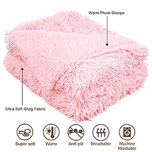 Zareas Soft Faux Fur Throw Blanket, 50" x 60" Plush Sherpa Blanket for Couch, Thick Warm Blankets for Winter, Fluffy Fleece Blanket, Christmas Blanket, Fuzzy Comfy Velvet Blanket for Bed Sofa, Pink