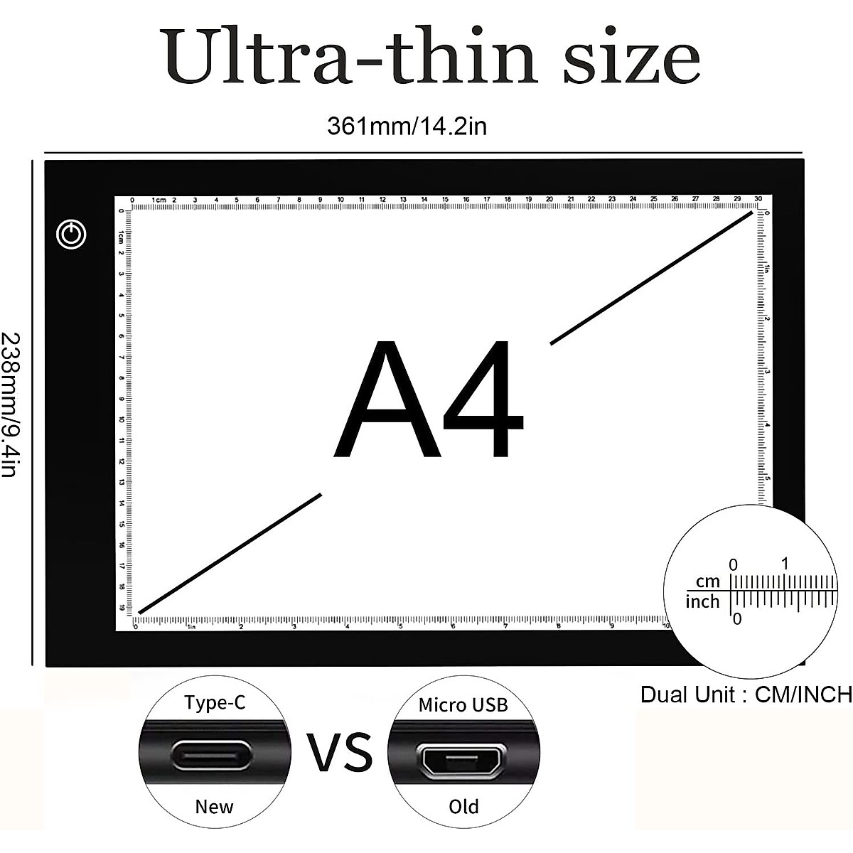 XIAOSTAR Light Box Drawing A4,Tracing Board with Brightness Adjustable for Artists, Animation Drawing, Sketching, Animation, X-ray Viewing