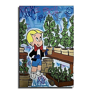 ALEC-Monopolys Graffiti Money Tree Canvas Art Poster and Wall Art Picture Print Modern Family Bedroom Decor Posters 12x18inch(30x45cm)