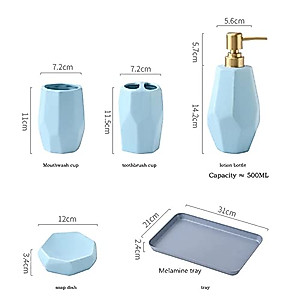 GRFIT Soap Bottles Ceramic Soap Dispenser Bathroom Decoration Toothbrush Holder Soap Box ABS Pump Head Lotion Bottle Toothbrush Cup Toothpaste Dispenser Tray Set Soap Dispenser (Color : 1pcs-Brown)
