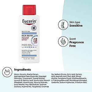 Eucerin Itch Relief Intensive Calming Lotion, Itch-Relieving Lotion for Sensitive Dry Skin, 8.4 Fl Oz Bottle