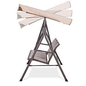 WYKDD 3-Person Sunshade Swing Chair Outdoor Patio Steel Frame Fashion Versatile Comfortable Spacious Leisure Seats