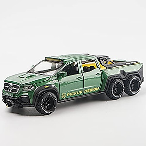 Simulation Alloy Car Modle Pickup 1/28 Metal Toy Car Sound Light Pull Back Model Toys for Boys Light Toys (Black)