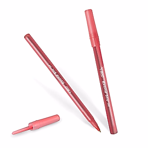 BIC Round Stic Xtra Life Ballpoint Pen, Medium Point (1.0mm), Red, 10-Count