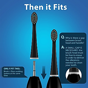 Replacement Brush Heads for Waterpick Sonic Fusion 2.0 Flossing Toothbrush with Cover, Compact, 5 Count White + 5 Count Black, Soft Bristles