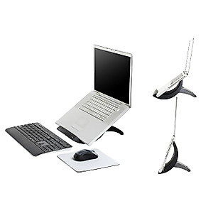 3M Laptop Stand, Raise Screen Height to Reduce Neck Strain, Vertical Design Allows You to Bring Screen Closer, Compact Foot Print Saves Desk Space, Non-Skid Base Keeps Laptop Secure, Black (LX550)
