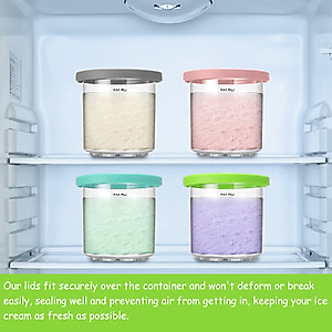 ELIUNG 4 Pack Ice Cream Pints Containers and Lids Compatible for Ni-nja XSKPLID2CD NC300 NC301 NC299AM C300s Series Creami Ice Cream Maker Fit For Ni-nja Creami Pint Containers