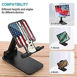 American Flag Guitar Funny Foldable Desktop Cell Phone Holder Portable Adjustable Stand Desk Accessories