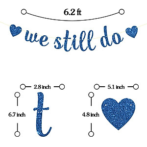 Maicaiffe We Still Do Banner - Wedding Anniversary Party Decor - Engagement - Bride to Be - Wedding Sign - Bachelorette Party Decorations, Blue Glitter