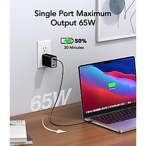 65W USB C Fast Charger Cube, 3-Port GaN Multi Type C Charging Station Hub, PD3.0 USB C Wall Charger Power Adapter Block Plug for iPhone 11/12/13/14/15/Pro Max, MacBook Pro, iPad, Laptops