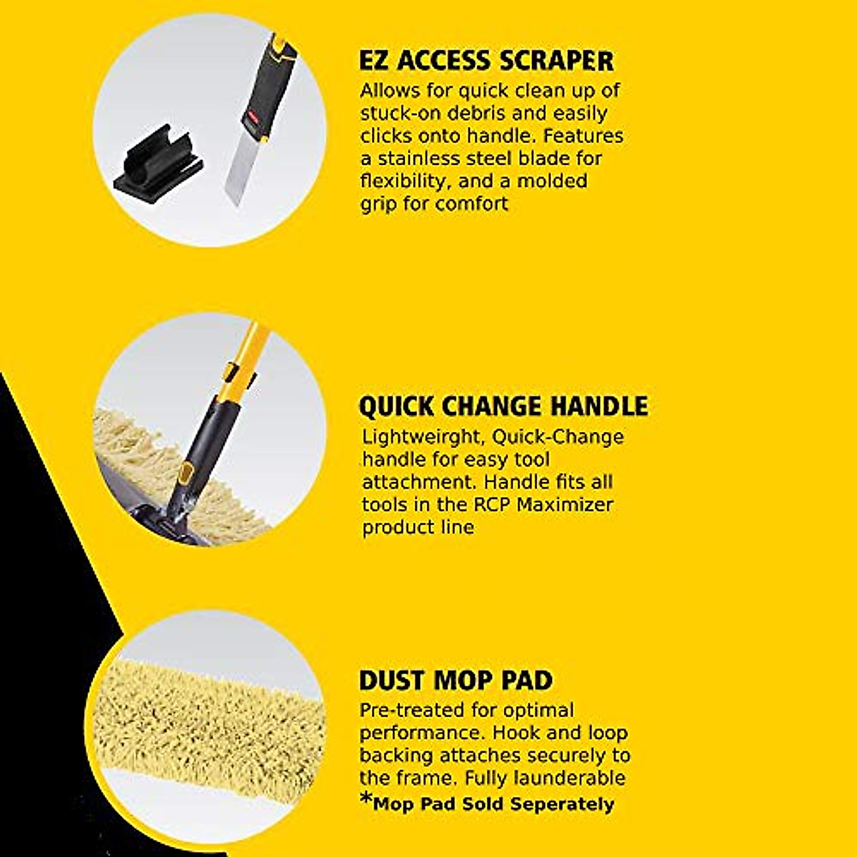 Rubbermaid Commercial Products Maximizer-Dust Mop Pad and EZ Access Scraper, 24in