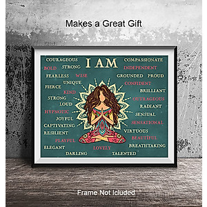 Positive Affirmations Wall Decor - Motivational Wall Art Posters 8x10 - Inspirational Quotes - Encouragement Gifts for Women - Empowered Women - Uplifting Gifts for Women - Encouraging Yoga Wall Art