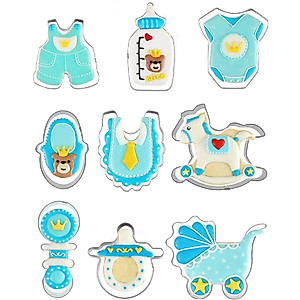 Baby Shower Series Cookie Cutters Set of 9 pcs, Stainless Steel Fondant Cutter Molds Baking DIY
