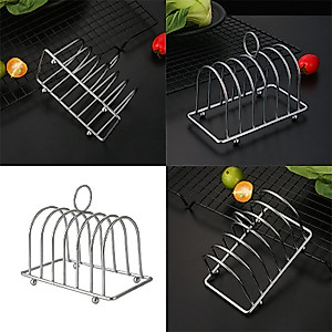 JAGTRADE Toast Bread Rack Stainless Steel Bread Holder Kitchen 6 Slices Bread Display Stand Lightweight Food Display Tool
