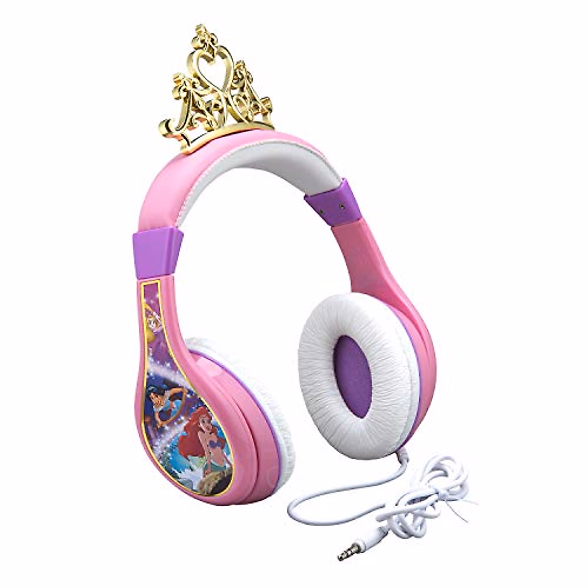 Disney Princess Kids Headphones For Kids Adjustable Stereo Tangle-Free 3.5Mm Jack Wired Cord Over Ear Headset For Children Parental Volume Control Kid Friendly Safe (Frustration Free Packaging), DP-140.EXv6, Pink