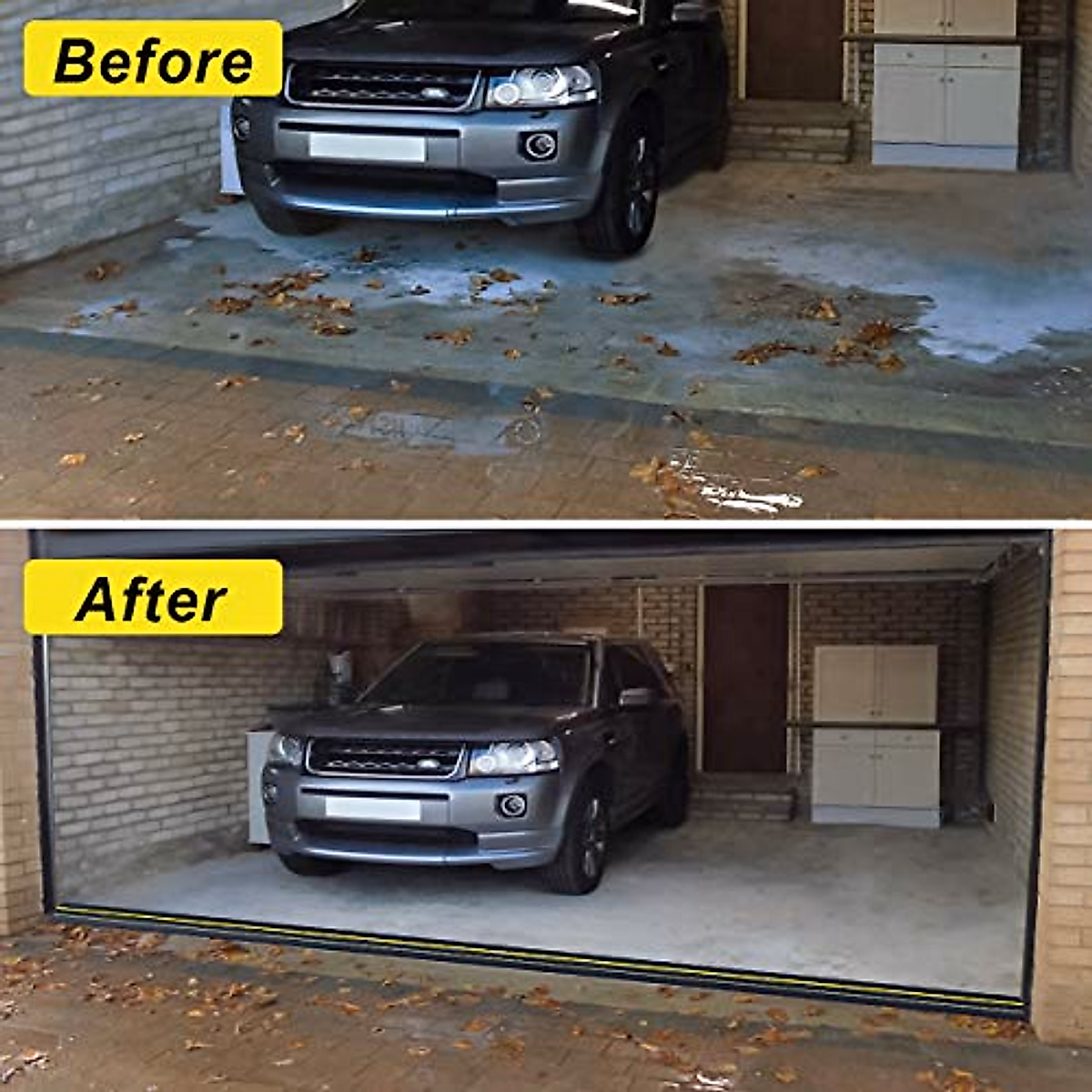 Universal Garage Door Bottom Seal Strip,Weatherproof Rubber DIY Weather Stripping Replacement, 12FT Length, Black