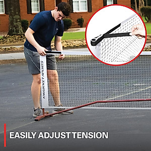 Rukket Sports Portable Pickleball Net System - Regulation Size 22ft Wide x 36in Tall - Powder Coated Steel Frame with 15-Ply Knotted PE Netting - Includes Pickleball Court Marking Kit