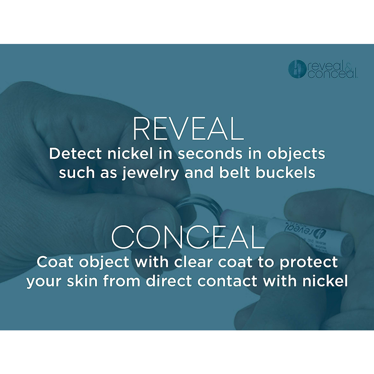Reveal and Conceal Nickel Allergy Test Kit by Smart Practice - Detecting Nickel is a Snap - Test for Nickel in Your Jewelry and Prevent Skin Exposure With Liquid Clear Coat - Includes 10 Test Swabs