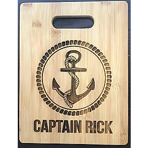 ANCHOR Nautical Bamboo Cutting Board CUSTOM Personalized Engraved Wood Boat Sailboat Beach House Gift Charcuterie Tray