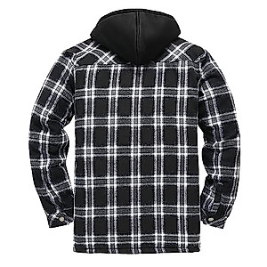 WenVen Men's Thicken Insulated Plaid Flannel Quilted Shirt Jacket, Black, 2XL