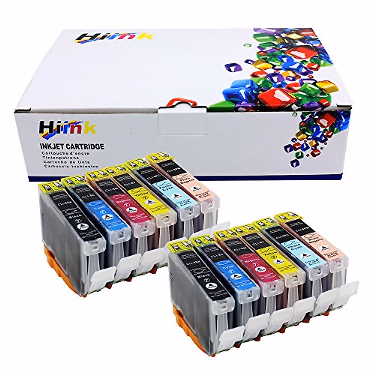 HIINK Compatible Ink Cartridge Replacements for CLI-8 CLI8 Used in Pixma iP6600D iP6700D MP950 MP960 MP970(BK,C, M, Y, PC, PM, 12-Pack)