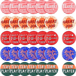 WILLBOND Reward Button Pins Recognition Button Round Pins Positive Appreciation Incentive Motivation Awards for Kids or Workers School Office Party Supplies(50 Pcs)