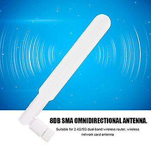 Network Card Antenna Omnidirectional 2.4G/5G/5.8G 8dbi Dual Band Antenna SMA, for Router(White)